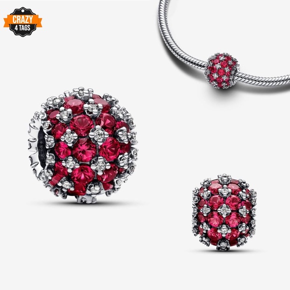 Pandora | Jewelry | Pandora Sparkling Pav Round Pink Charm | Poshmark